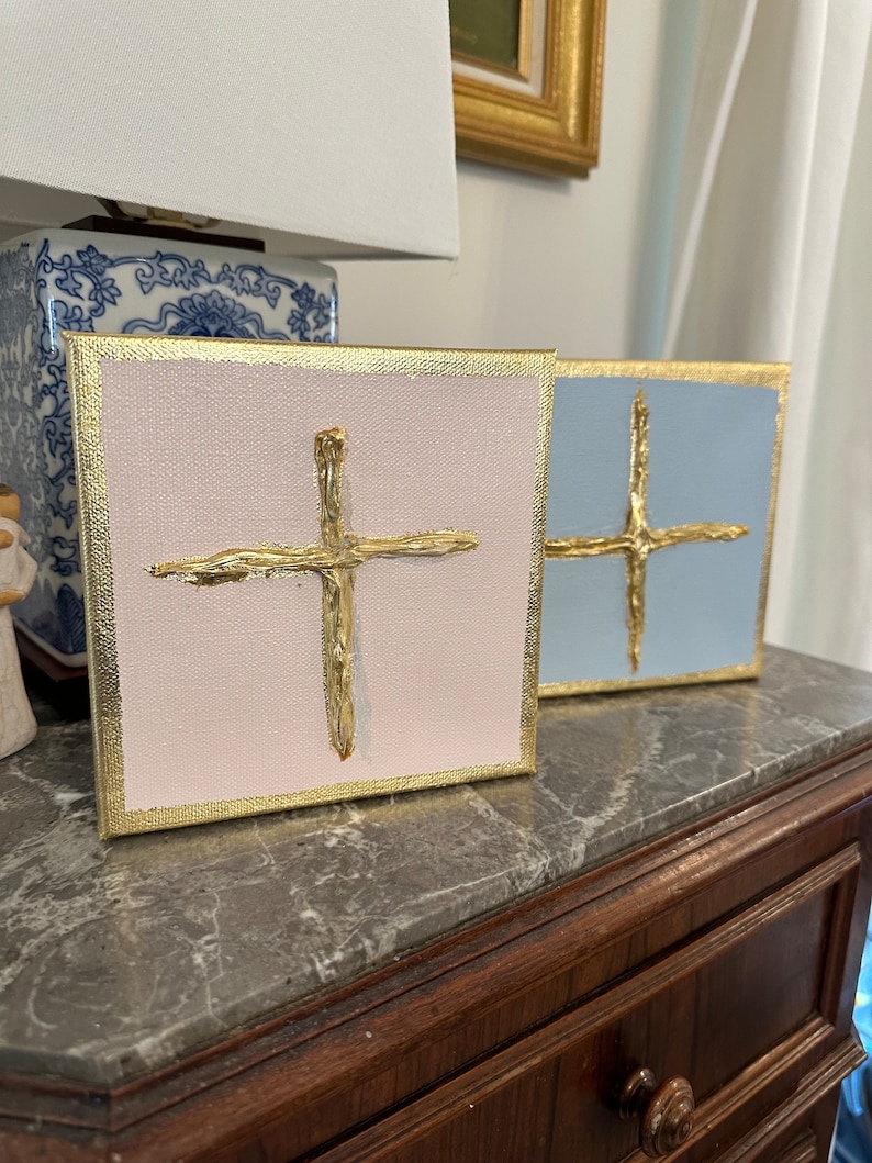 Hand Painted Textured Gold Leaf Cross | Christian Gifts - Etsy