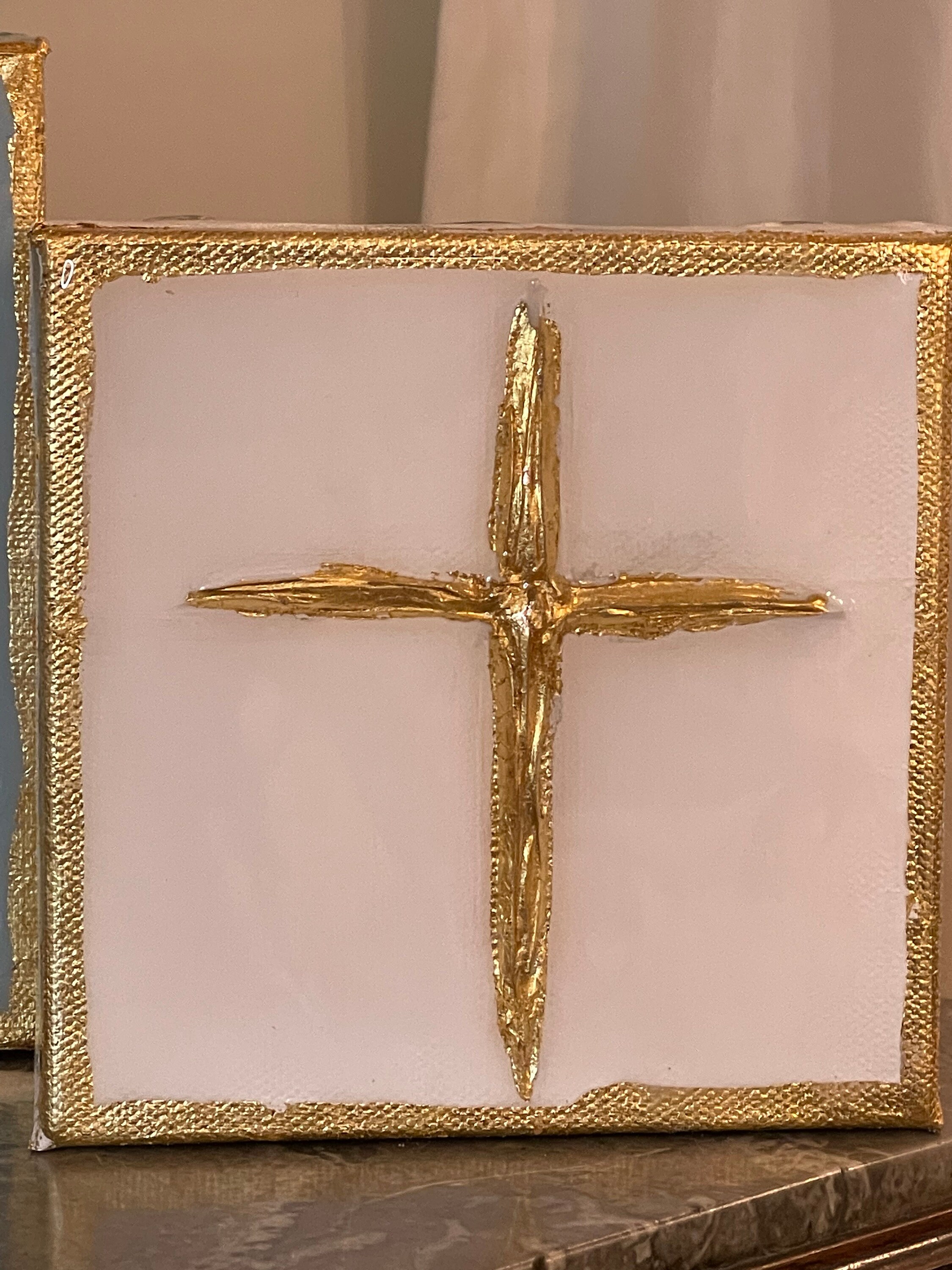 Hand Painted Textured Gold Leaf Cross | Christian Gifts - Etsy