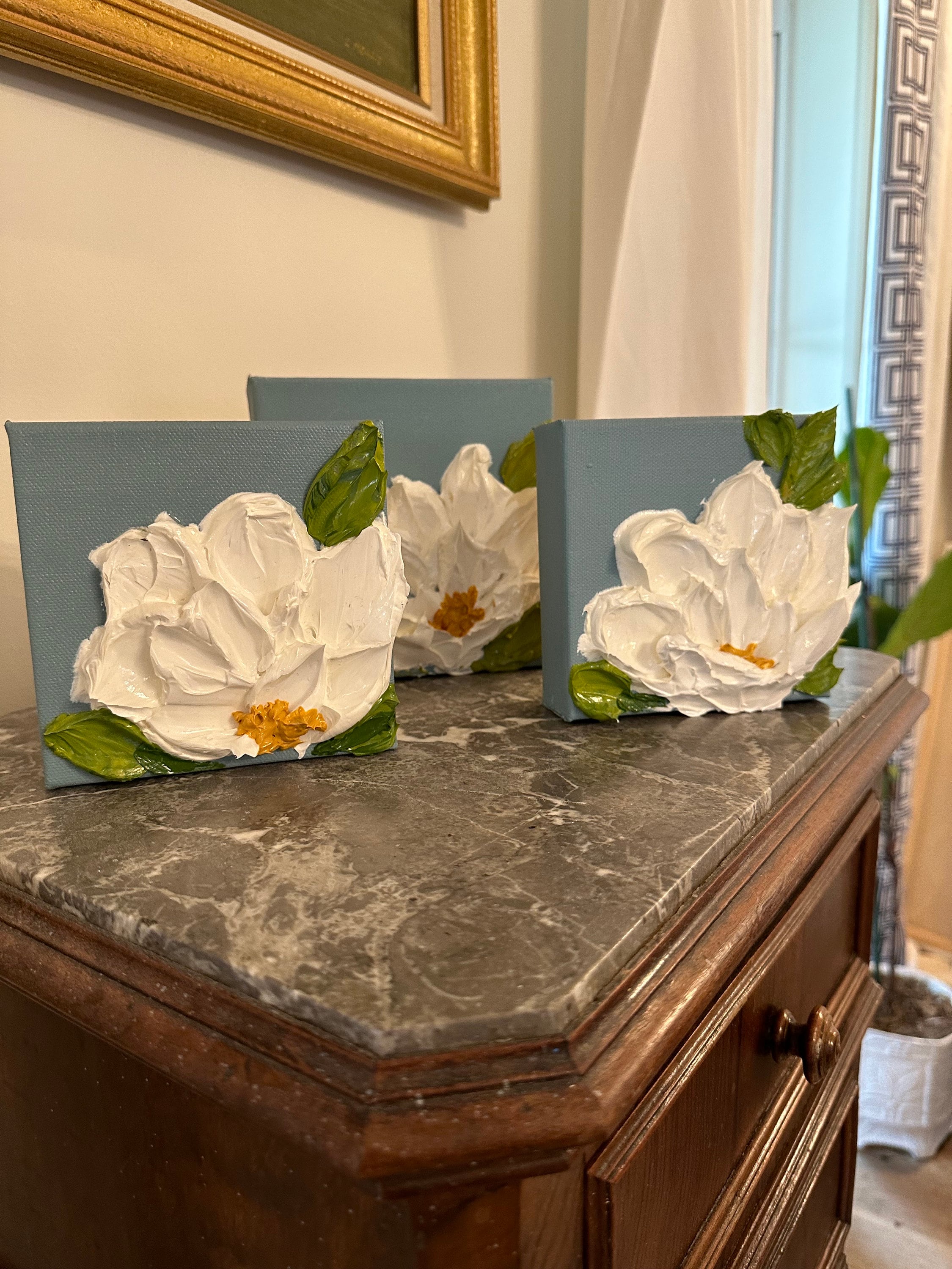 Hand Painted Magnolia Textured Painted Canvas Textured Floral Mothers ...