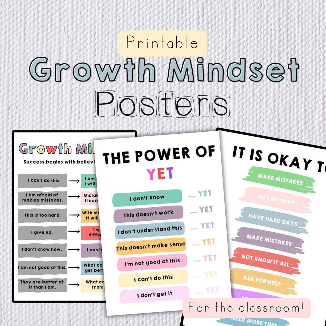 Growth Mindset Posters for the Primary Classroom - Etsy