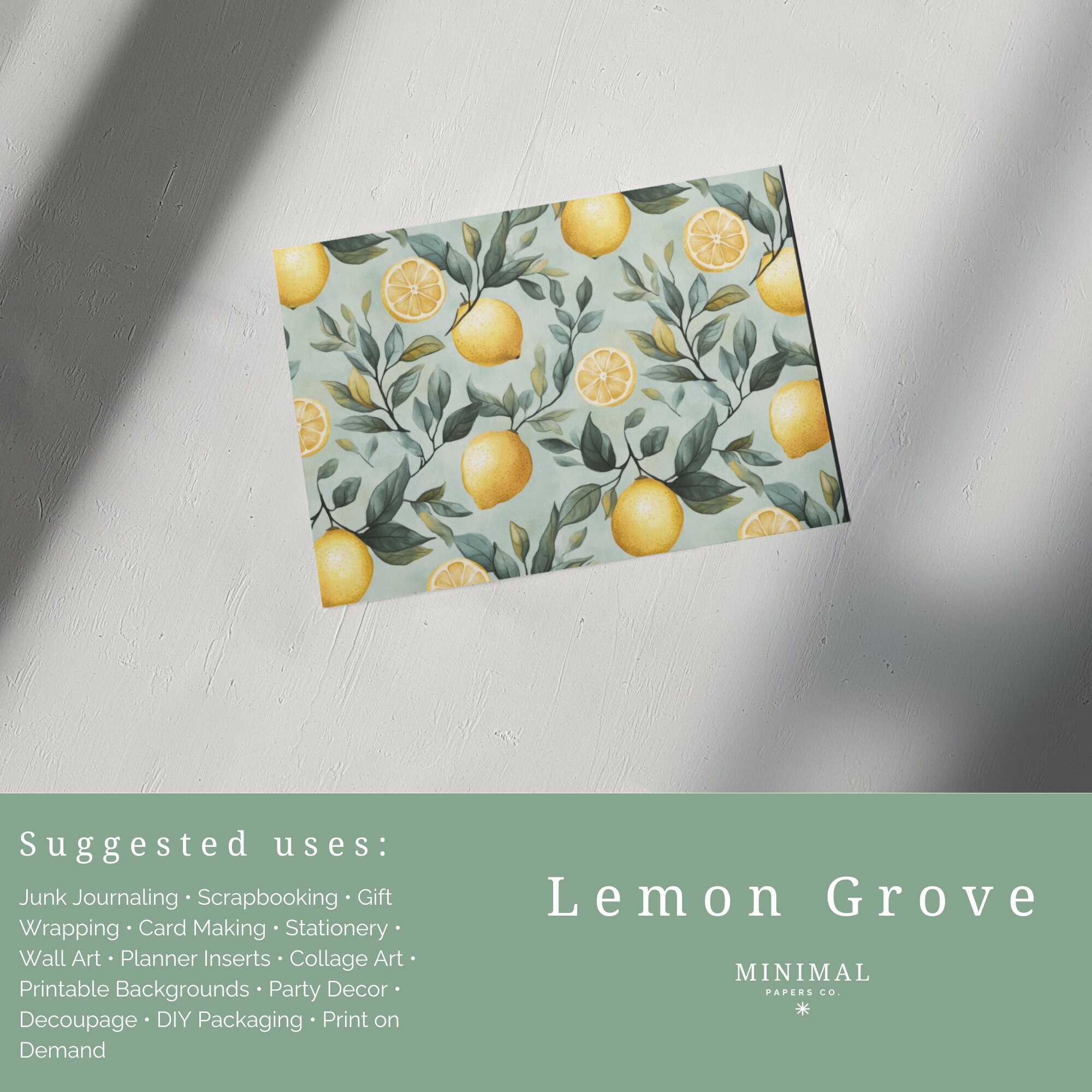 Lemon Pattern Digital Paper Background Pack | Citrus | Lemon Junk ...