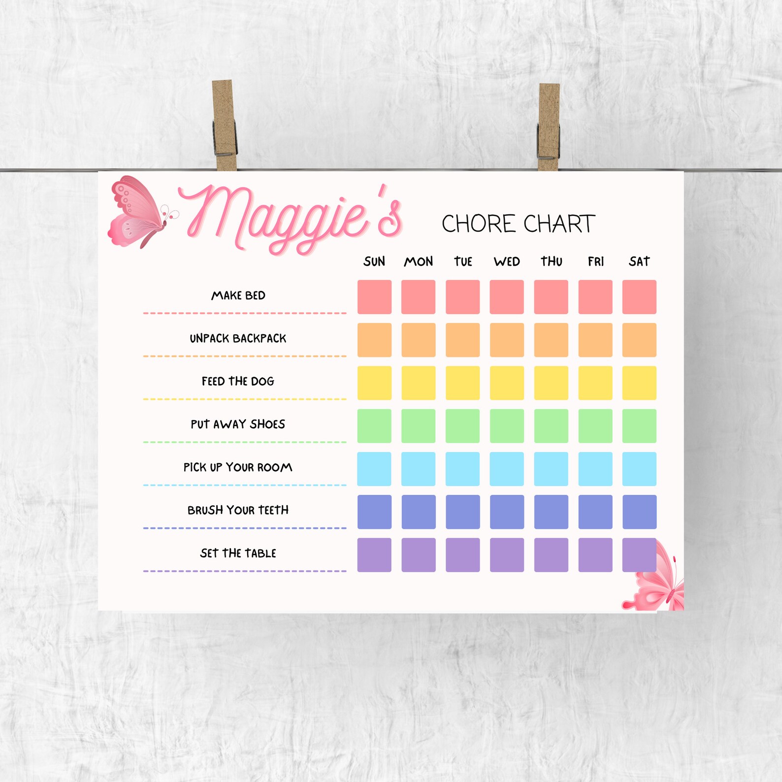 EDITABLE Chore Chart for Kids | Daily Checklist Canva | Chore Chart ...