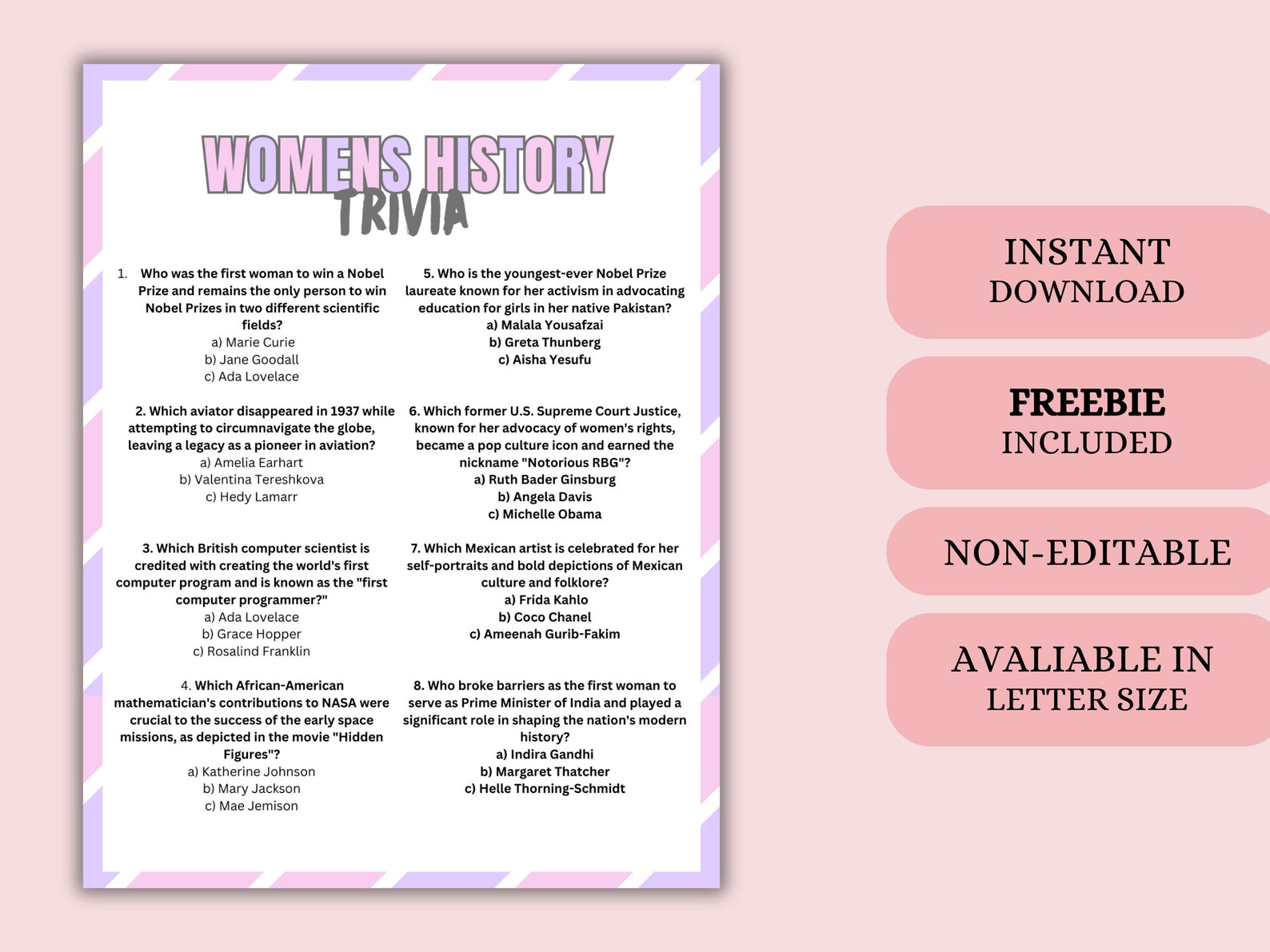Women's History Month Trivia, Famous Women Trivia, March 8th Trivia ...