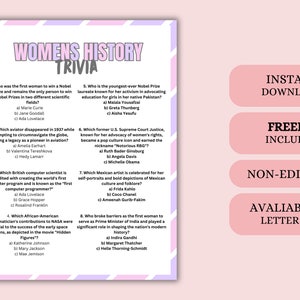 Women's History Month Trivia, Famous Women Trivia, March 8th Trivia ...