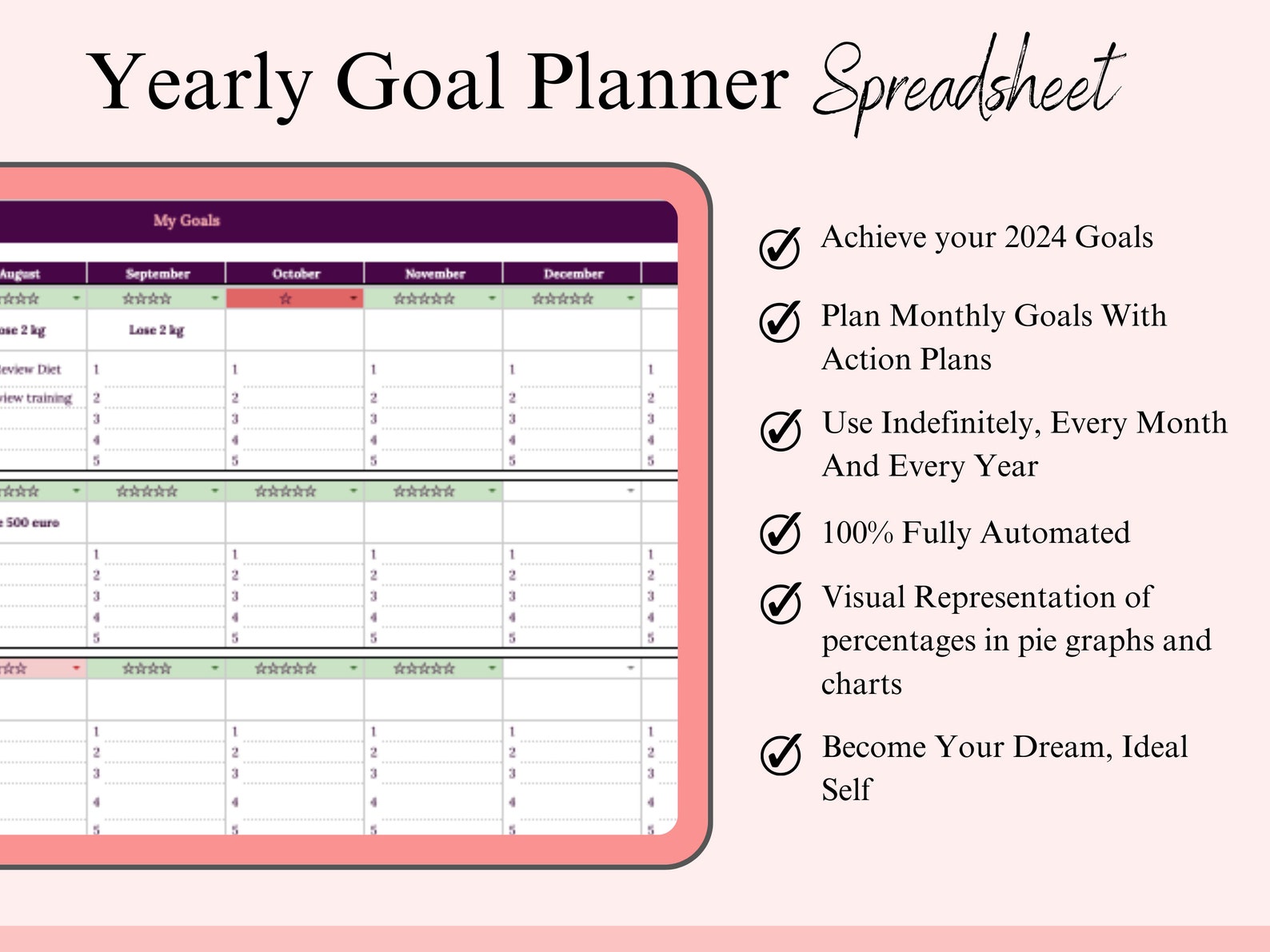 Goal Planning Google Sheets | Resolutions Tracker | Goal Tracker ...