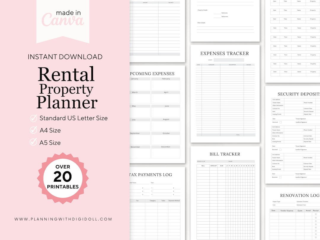 Rental Property Management Planner, Printable Rental Property Planner ...