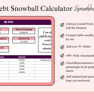 Debt Snowball Spreadsheet for Google Sheets, Debt Tracker, Debt ...