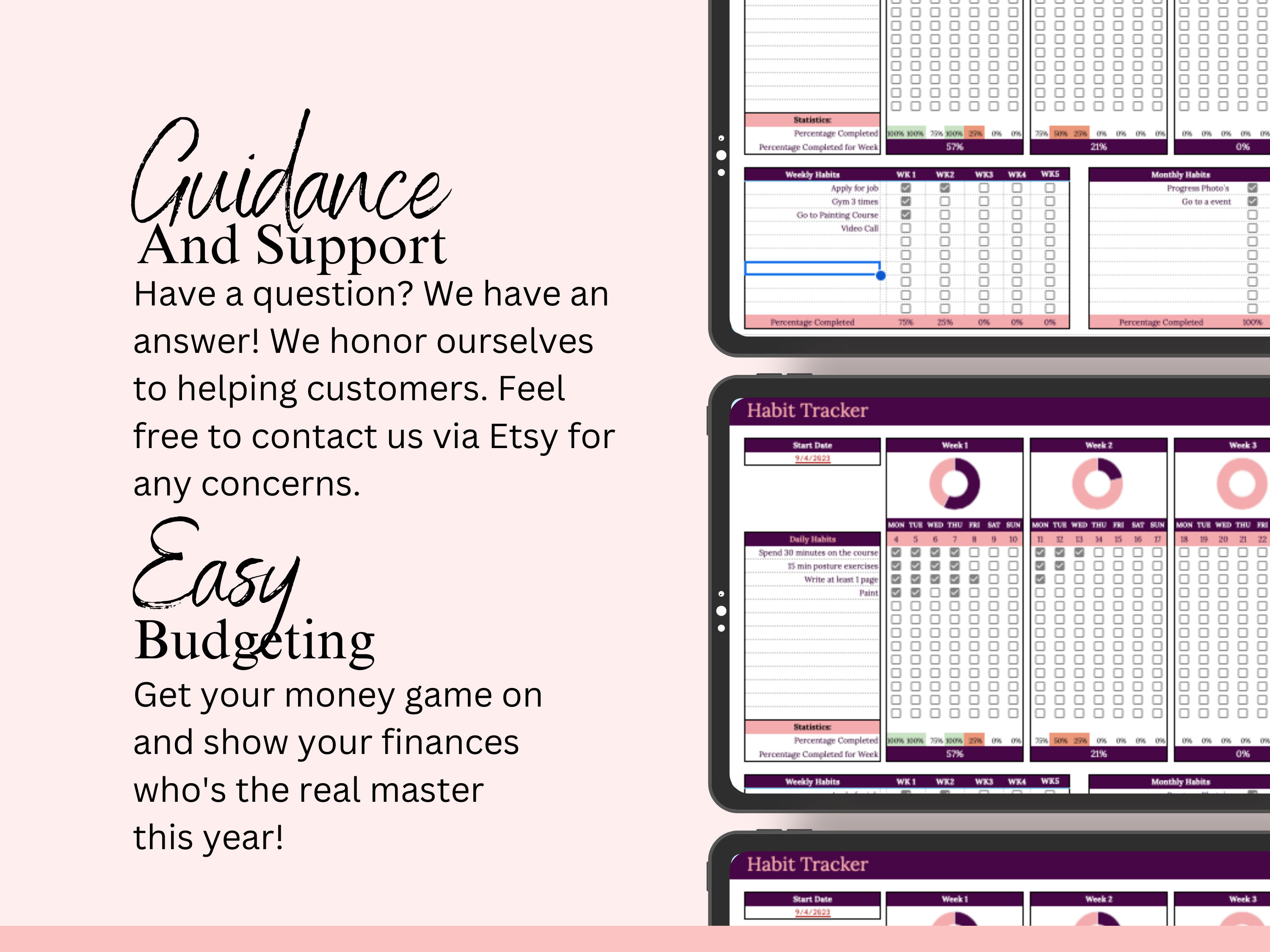 Habit Tracker Spreadsheet Google Sheets Excel Daily Habit Planner ...