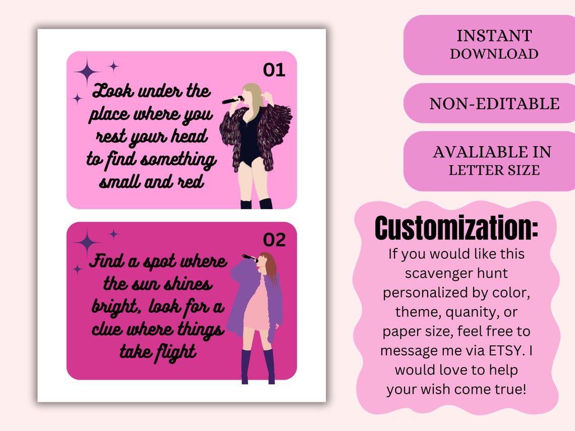 Taylor Scavenger Hunt Clues,swiftie Game,swiftie Scavenger,swiftie ...