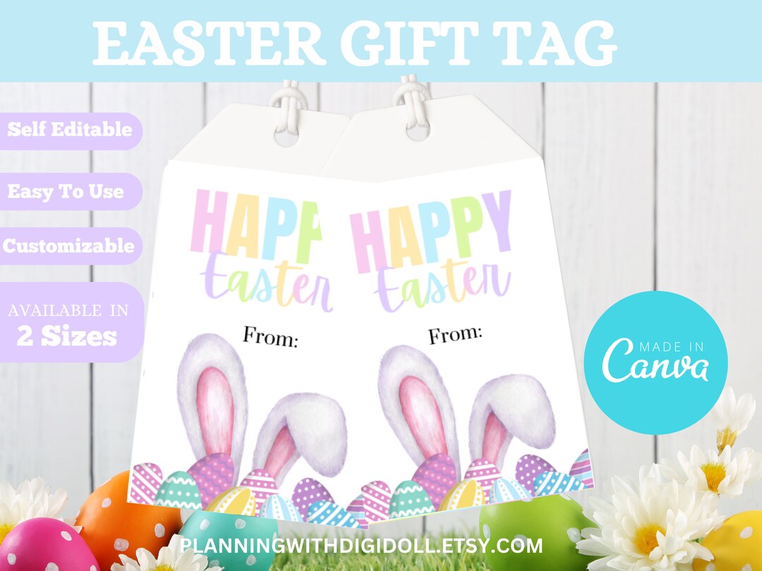 Easter Printable, Kids Easter Basket, Printable Treat Bag Tag, Basket ...