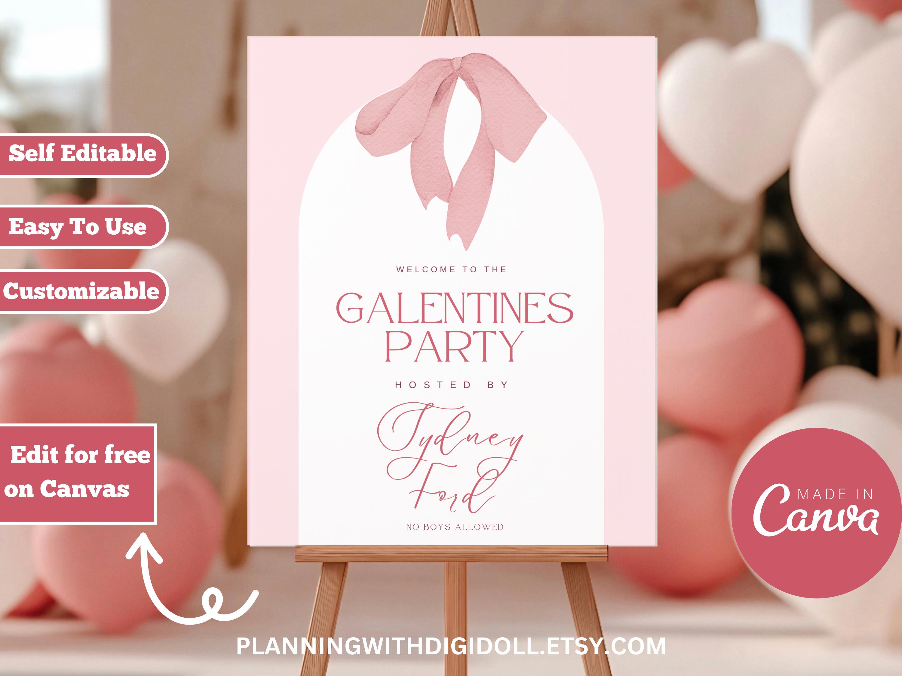 Editable Galentine's Welcome Sign Template Valentine's Party Galentine ...