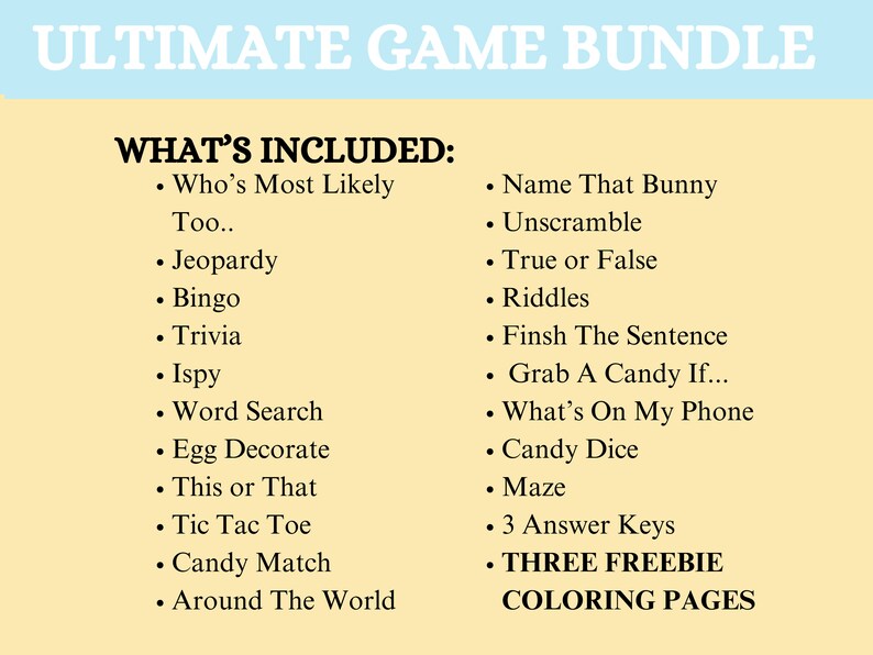 Easter Games Bundle Printable, Easter Activities, Easter Party Games ...