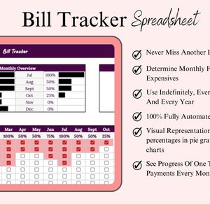 Bill Tracker Spreadsheet, Google Sheets Bill Tracker, Bill Payment ...