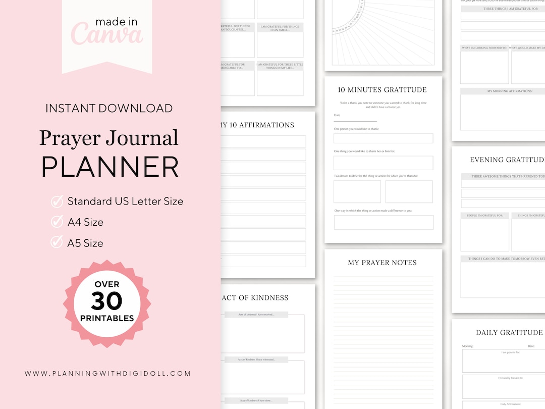 Prayer Journal Printable | Bible Study Guide | Gratitude Journal ...