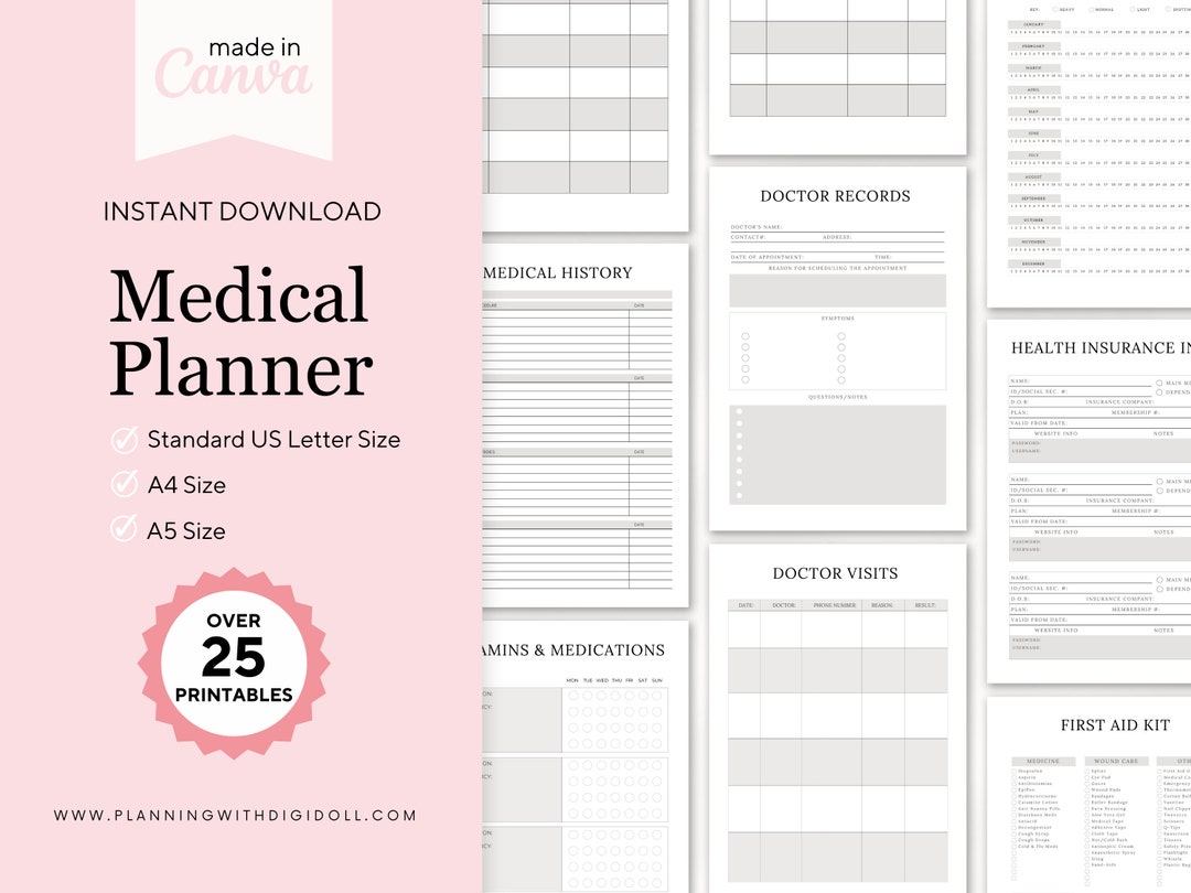 Chronic Illness Health Care Planner, Medical Information Binder ...