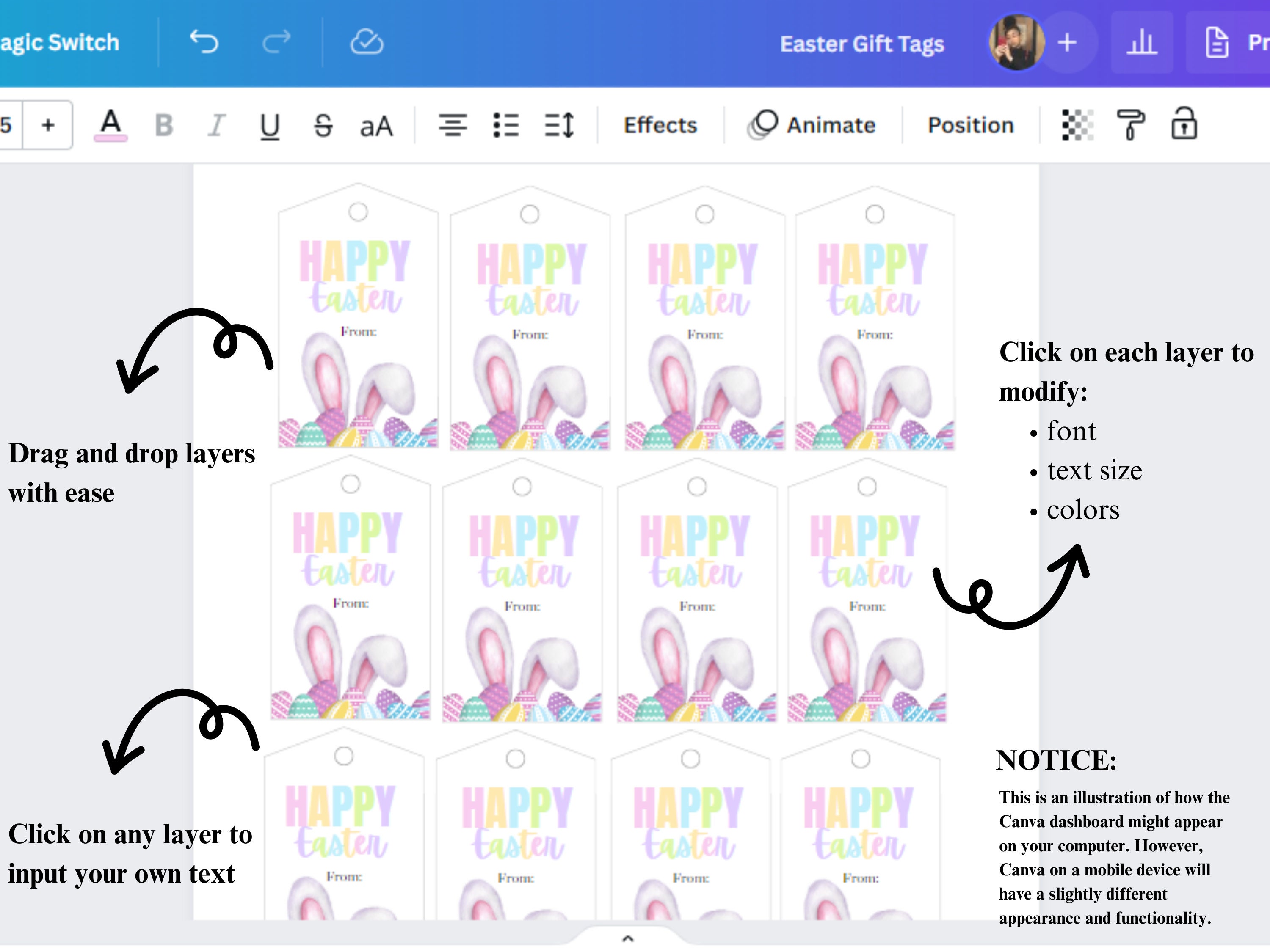 Easter Printable, Kids Easter Basket, Printable Treat Bag Tag, Basket ...