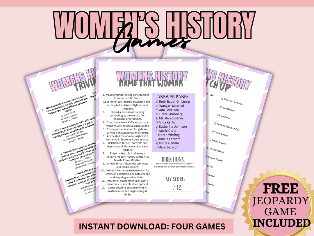 Women's History Month Trivia, Famous Women Trivia, March 8th Trivia ...