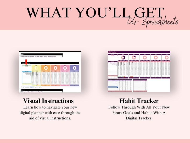 Habit Tracker Spreadsheet Google Sheets Excel Daily Habit Planner ...