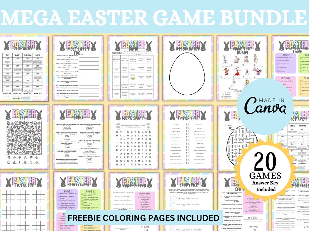 Easter Games Bundle Printable, Easter Activities, Easter Party Games ...