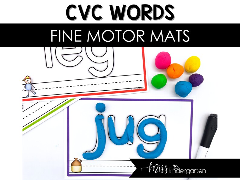 Printable Fine Motor CVC Words Playdough Mats Short Vowel Words - Etsy