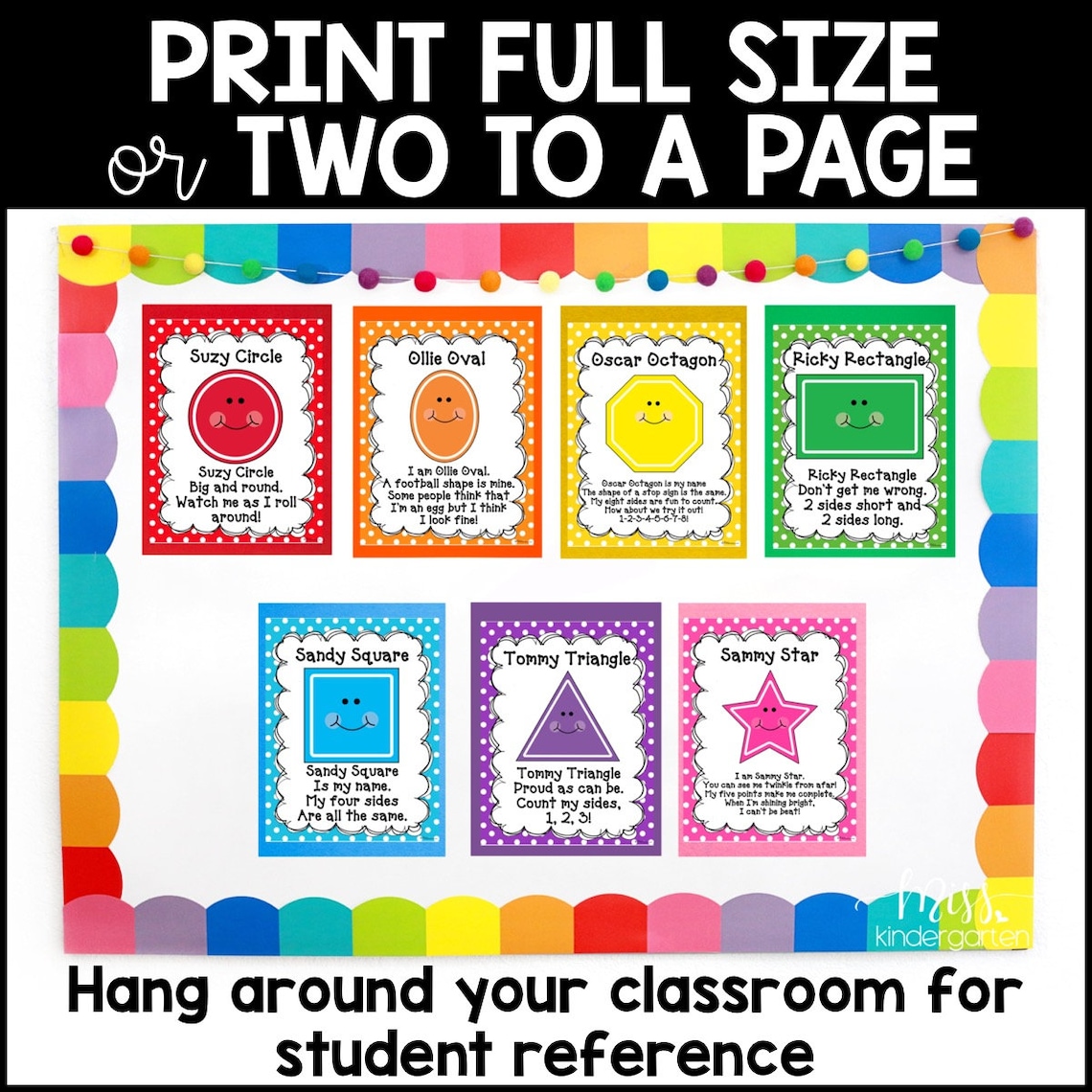 2D Shapes Posters and Rhymes Kindergarten Math Printable Activities ...