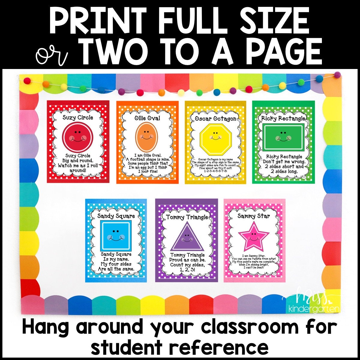 2D Shapes Posters and Rhymes Kindergarten Math Printable - Etsy