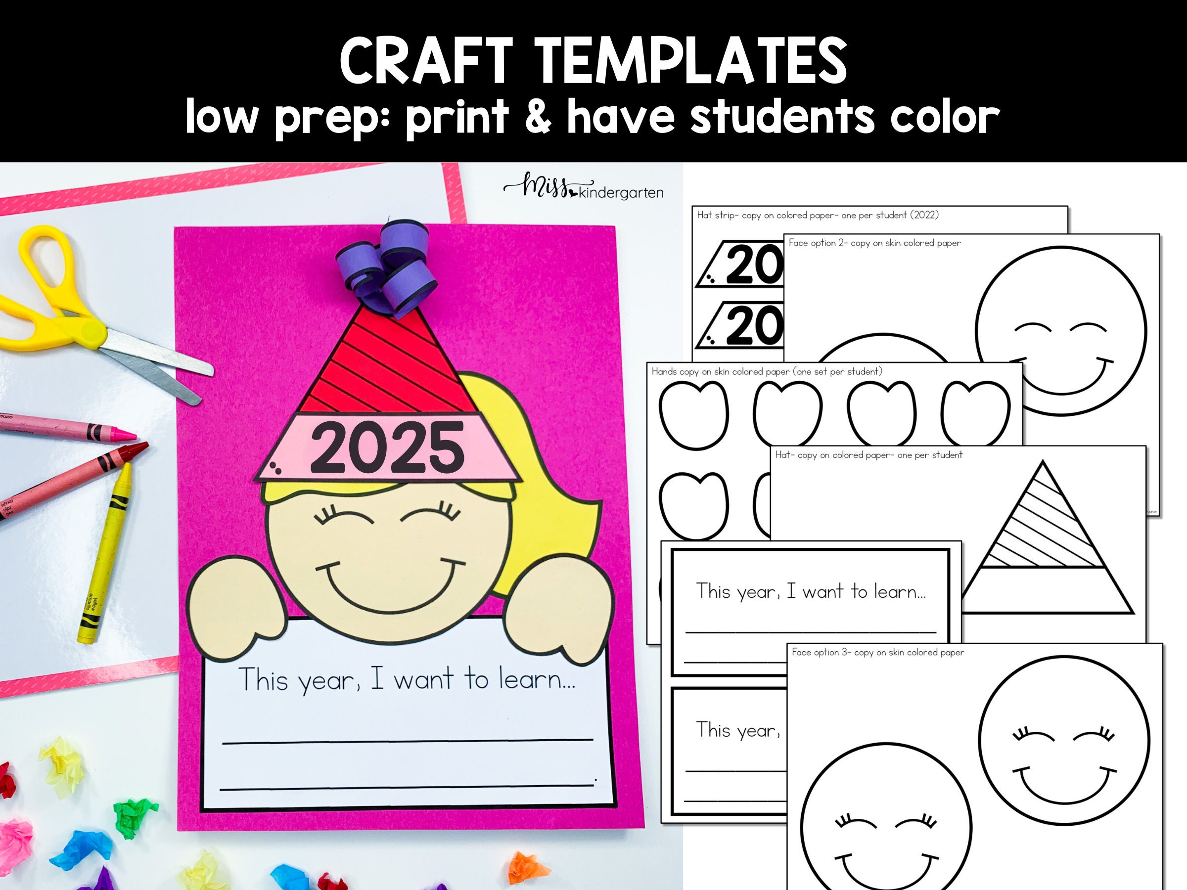 Printable Happy New Year 2025 Goal Setting Craft - Etsy