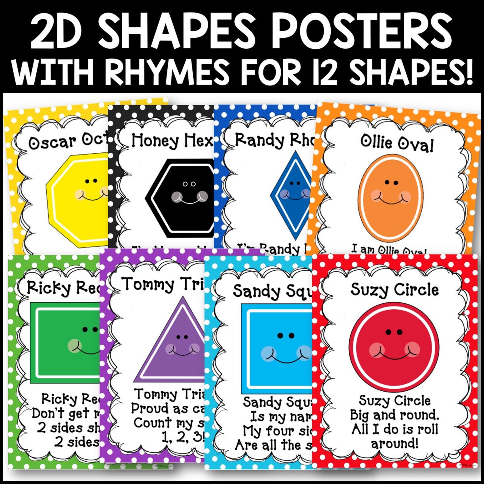 2D Shapes Posters and Rhymes Kindergarten Math Printable Activities ...