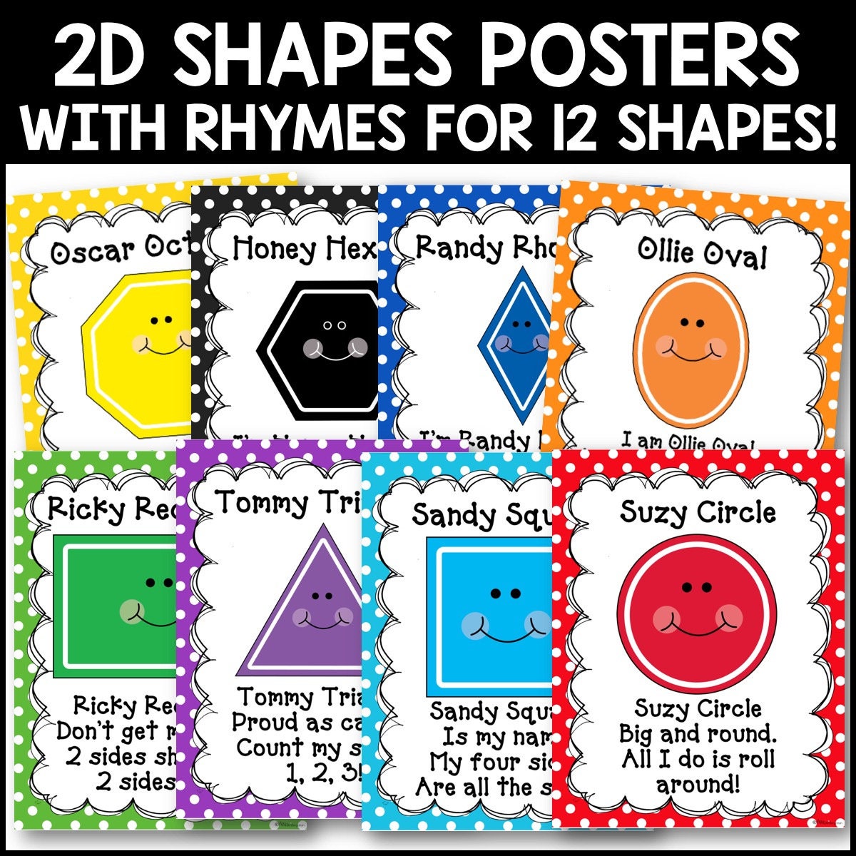 2D Shapes Posters and Rhymes Kindergarten Math Printable - Etsy