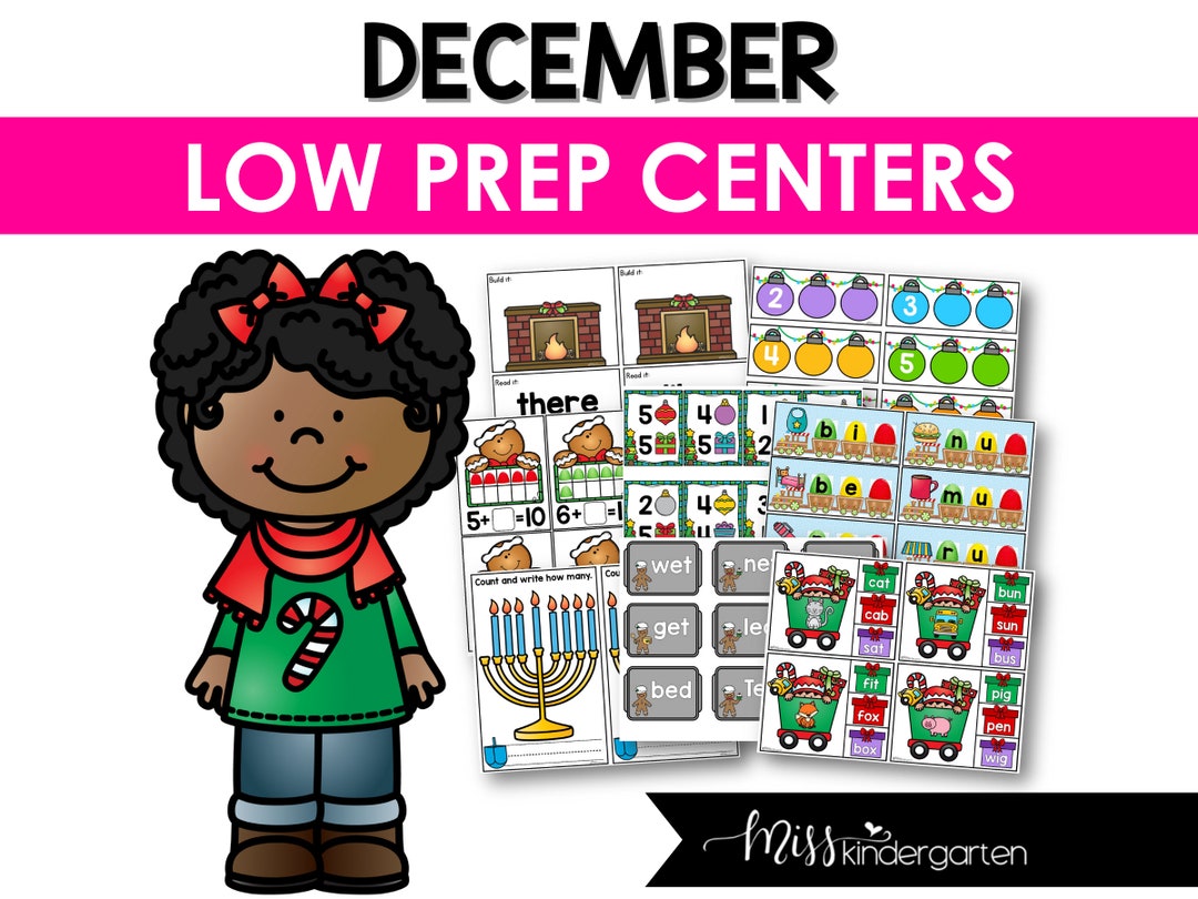 Printable December Low Prep Centers | Kindergarten Activity Centers - Etsy