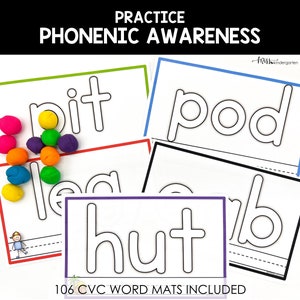 Printable Fine Motor CVC Words Playdough Mats Short Vowel Words - Etsy