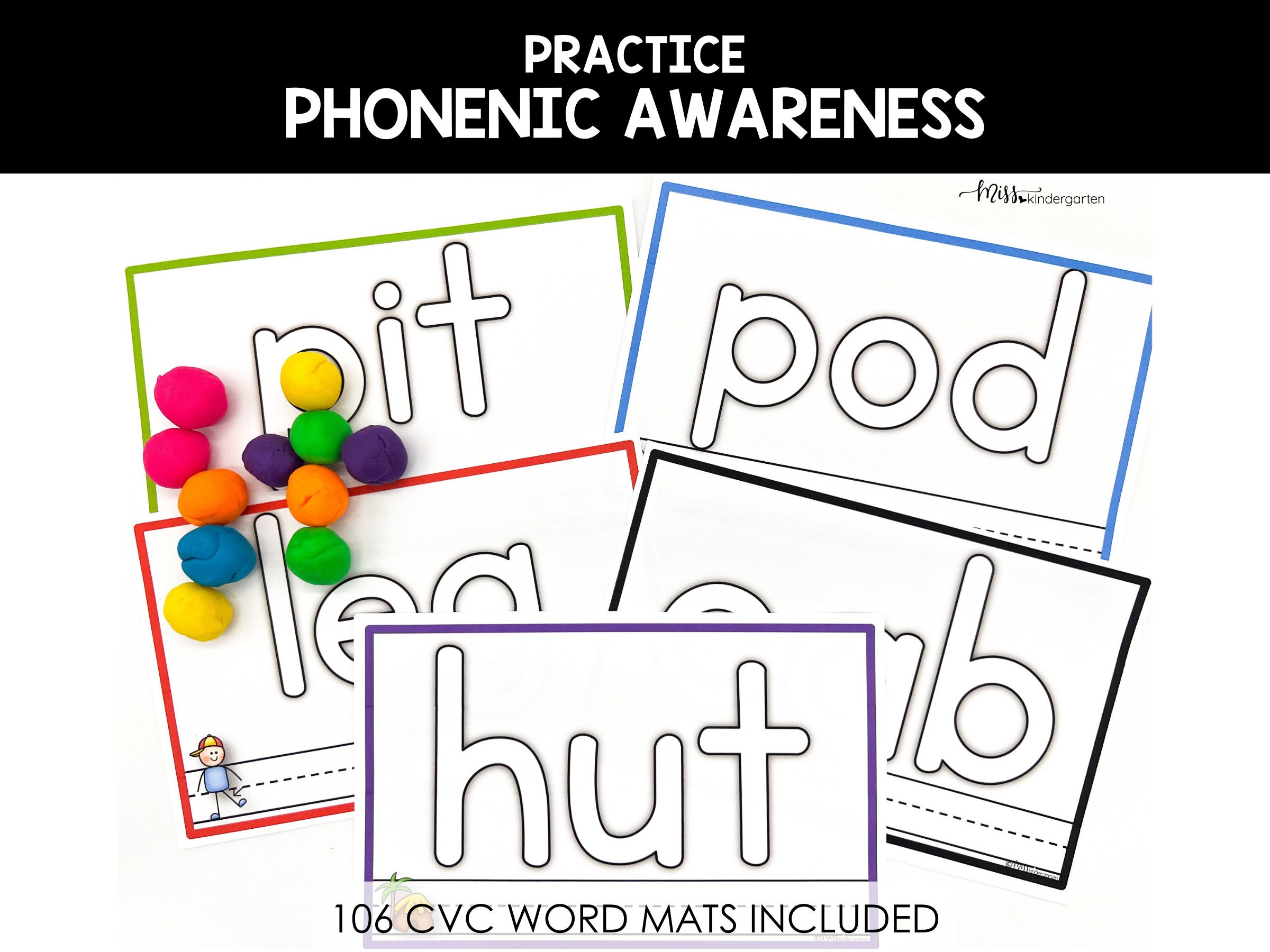 Printable Fine Motor CVC Words Playdough Mats Short Vowel Words - Etsy
