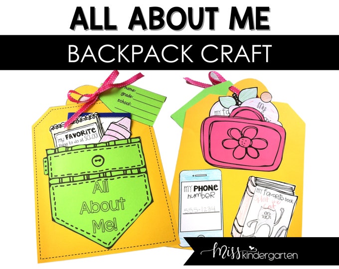 All About Me Back to School Printable Backpack Art, Writing Activity ...