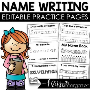 Name Writing Practice Activities for Kindergarten Editable - Etsy