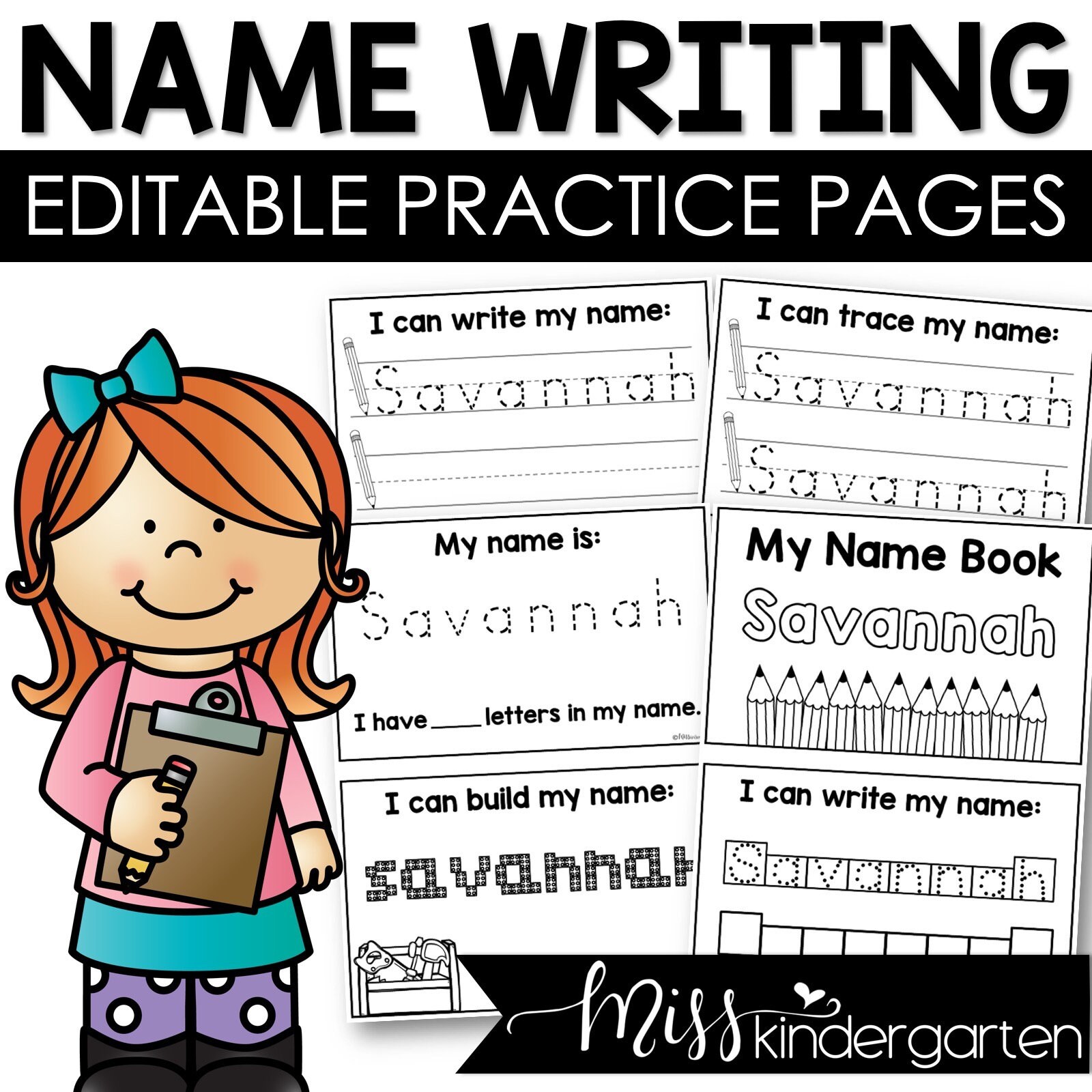 Name Writing Practice Activities for Kindergarten Editable - Etsy