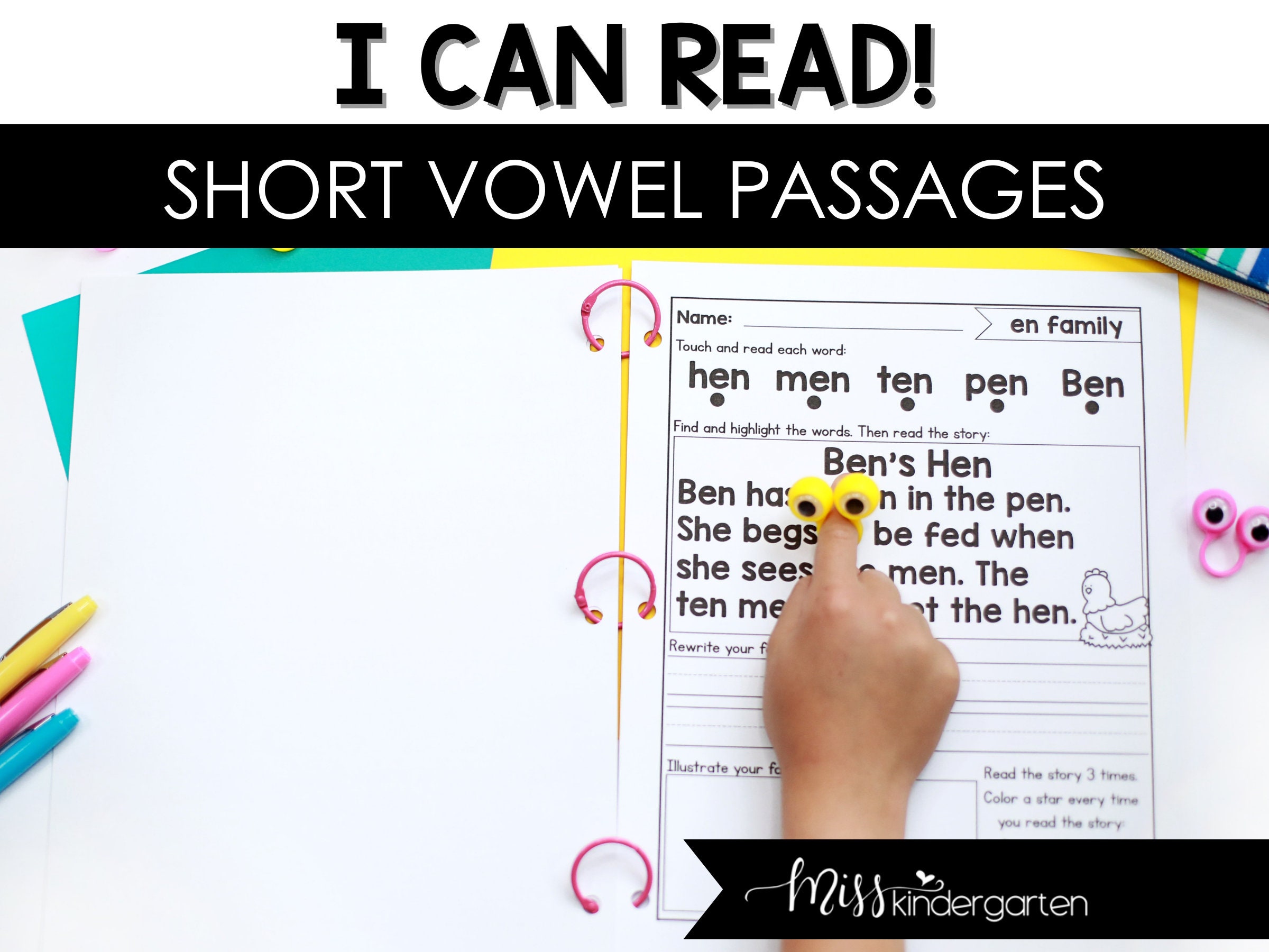 CVC Words Decodable Readers Kindergarten Word Family Fluency Reading ...