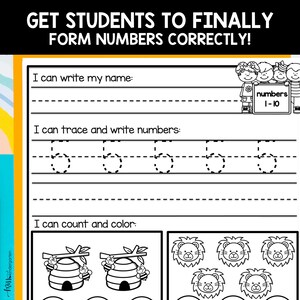 Kindergarten Math Number Sense Printable Activities Writing Numbers 1 ...