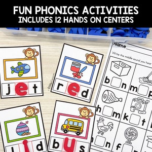 CVC Words Practice Centers and Games Kindergarten Task Box Center ...