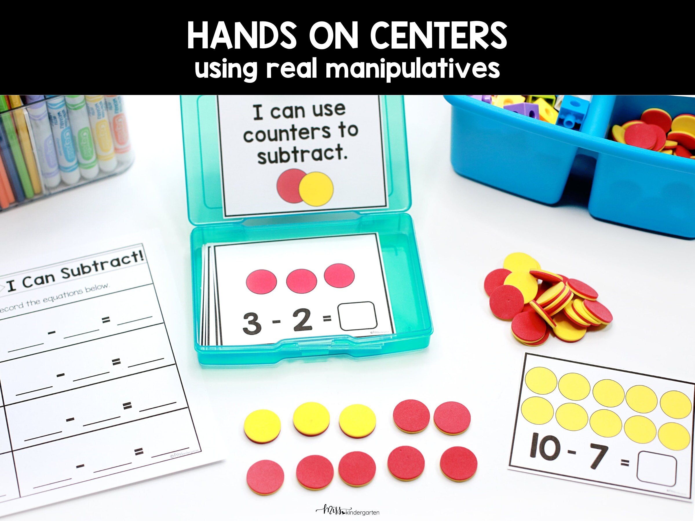 Math Centers Addition and Subtraction Kindergarten Task Cards Within 10 ...