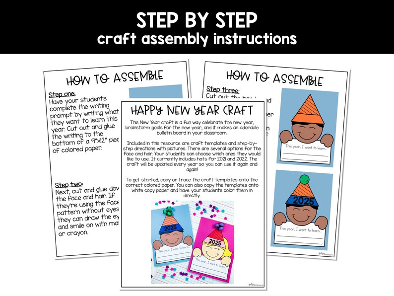 Printable Happy New Year 2025 Goal Setting Craft - Etsy