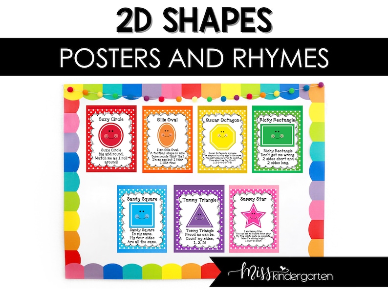 2D Shapes Posters and Rhymes | Kindergarten Math Printable Activities ...