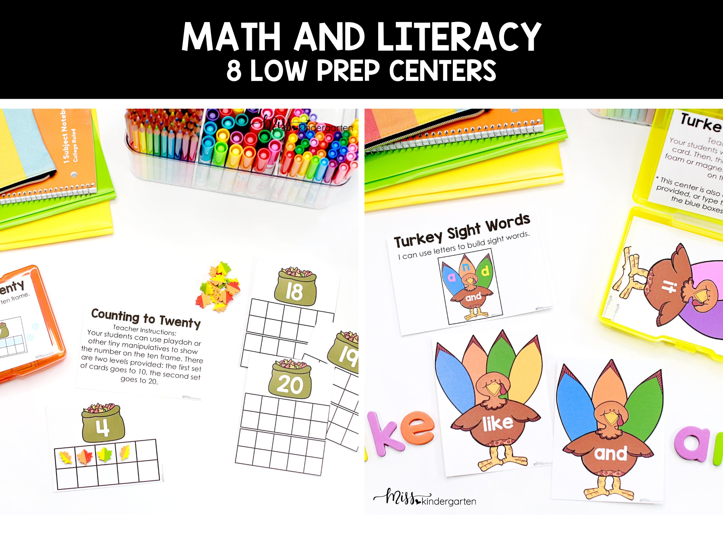 Printable November Low Prep Centers | Kindergarten Activity Centers - Etsy