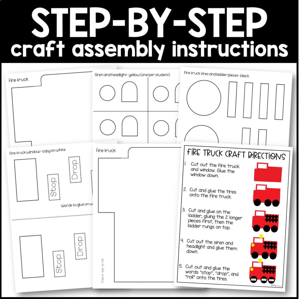 Printable Fire Truck Craft | Fire Safety Week - Etsy