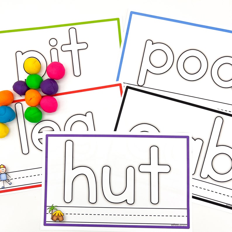 Printable Fine Motor CVC Words Playdough Mats Short Vowel Words - Etsy
