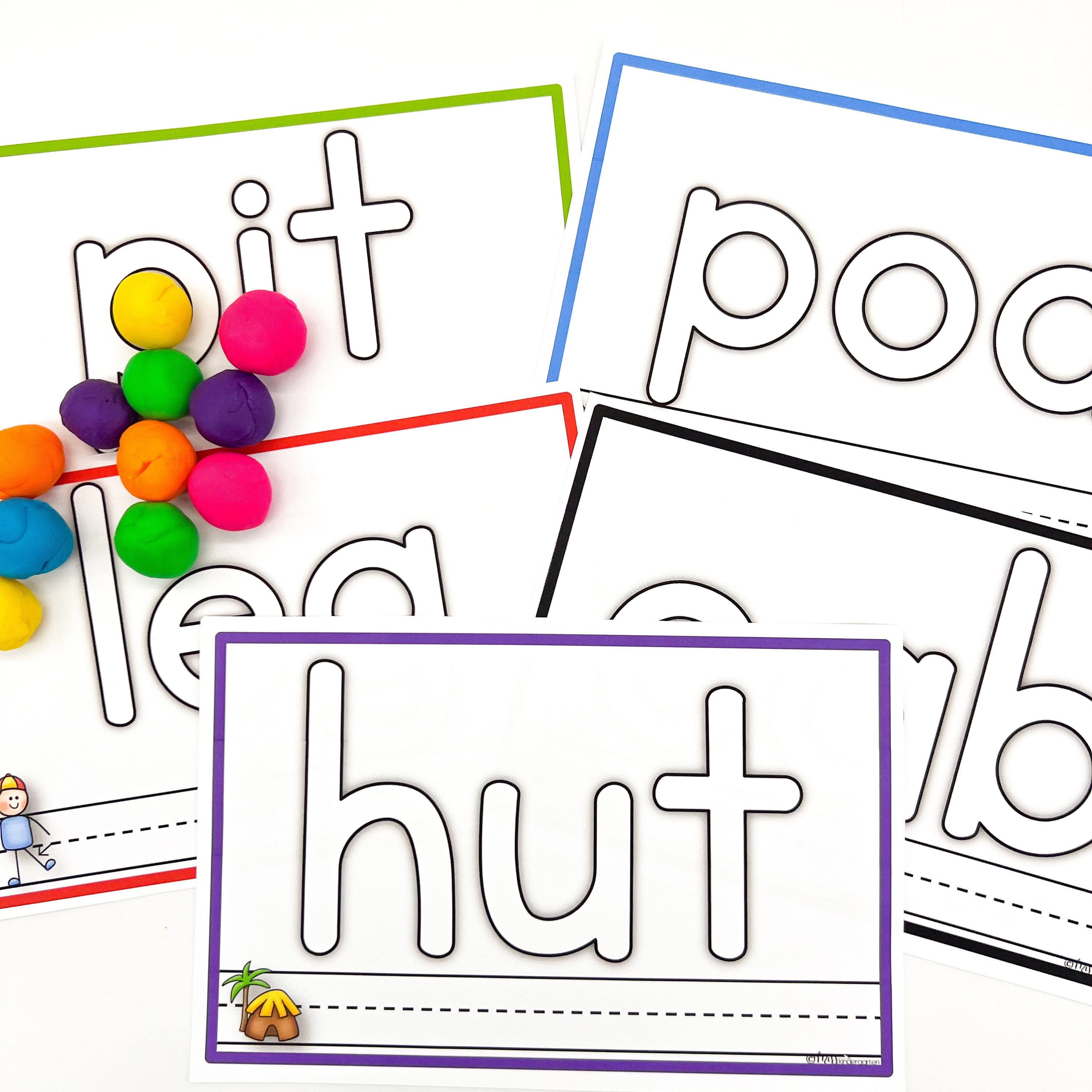 Printable Fine Motor CVC Words Playdough Mats Short Vowel Words - Etsy