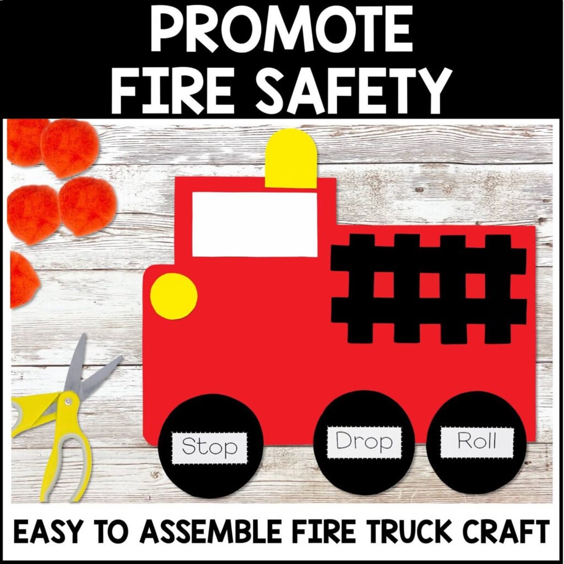 Printable Fire Truck Craft | Fire Safety Week - Etsy