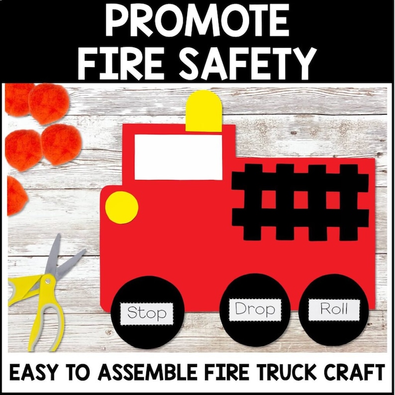 Printable Fire Truck Craft | Fire Safety Week - Etsy
