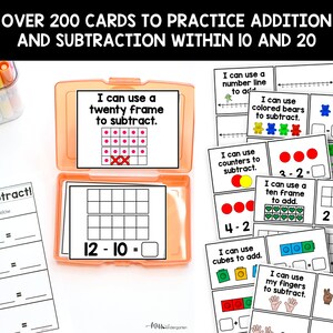 Math Centers Addition and Subtraction Kindergarten Task Cards Within 10 ...