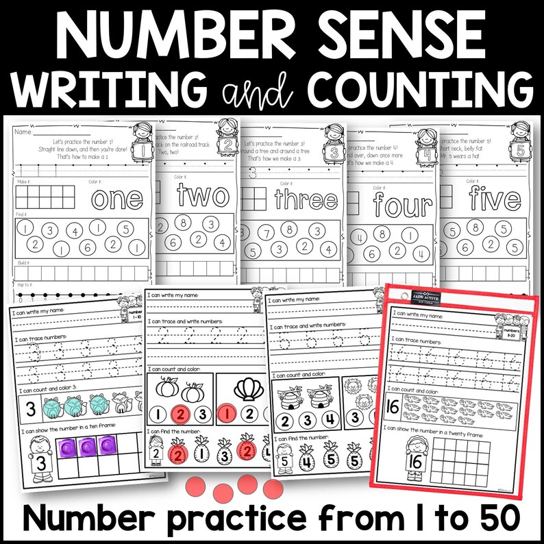 Kindergarten Math Number Sense Printable Activities Writing - Etsy