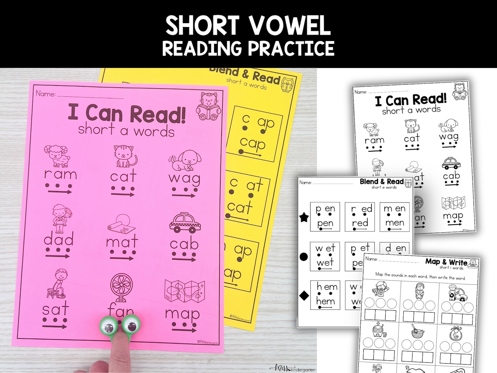 CVC Words Worksheets Decodable Sentences Fluency Practice Reading Short ...